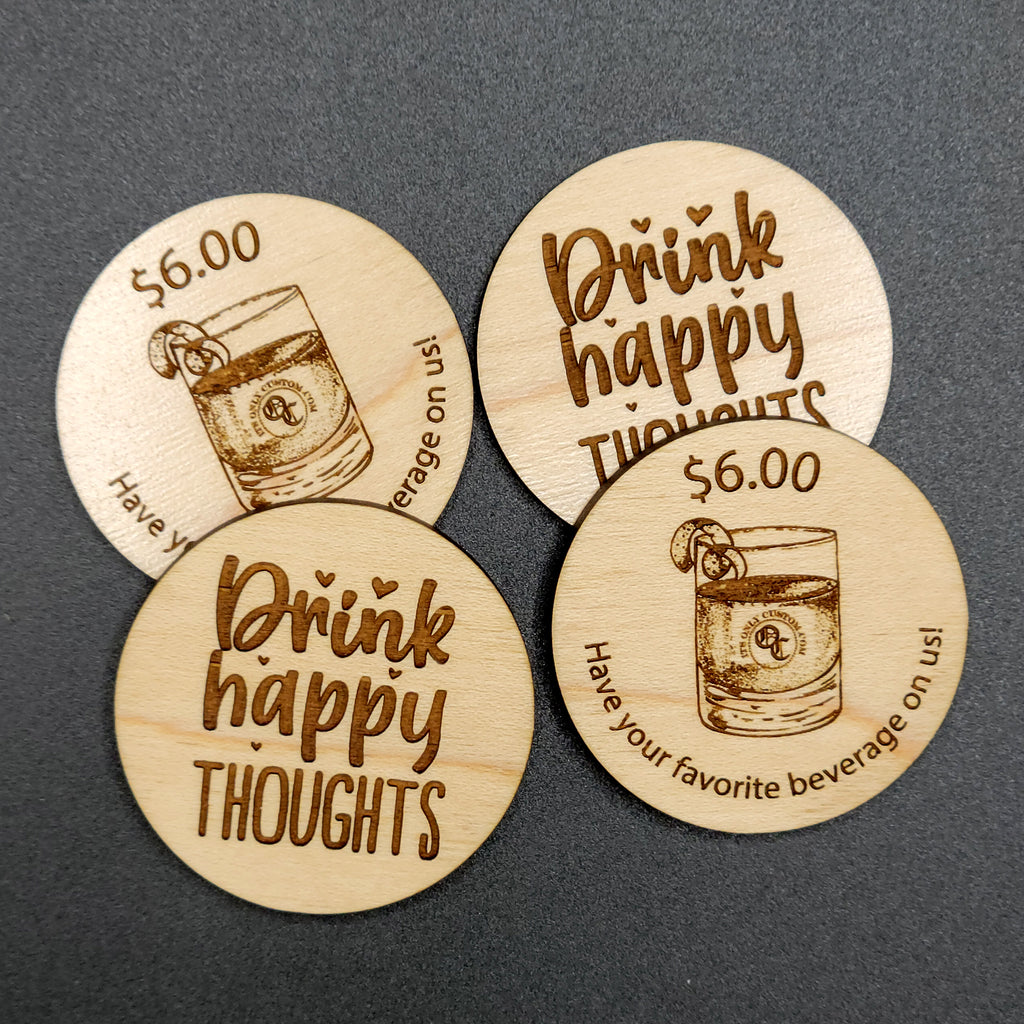 Custom Drink Tokens - Personalized Wooden Coins